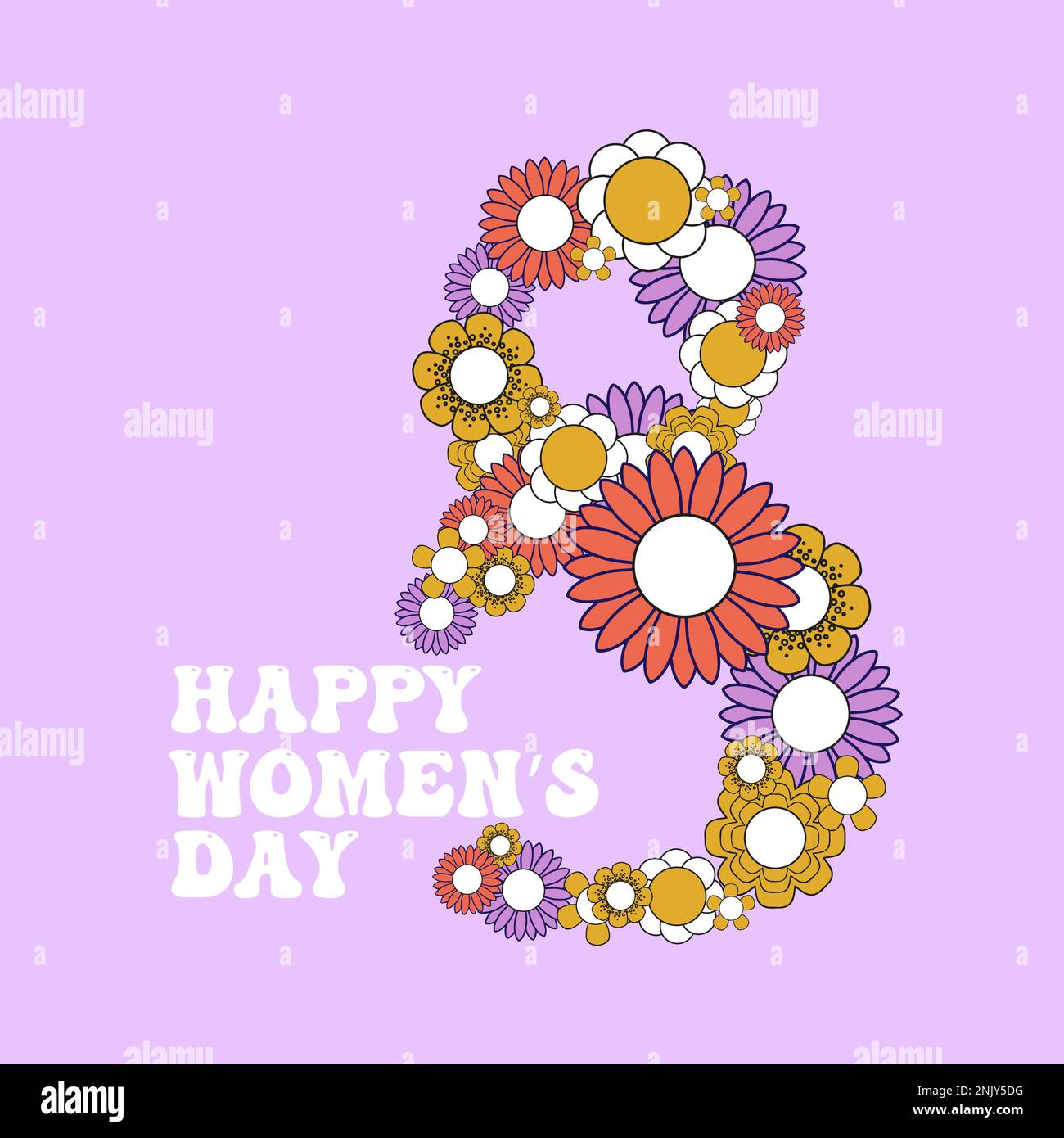 Seventies retro Flower Power background with hippie flowers ...