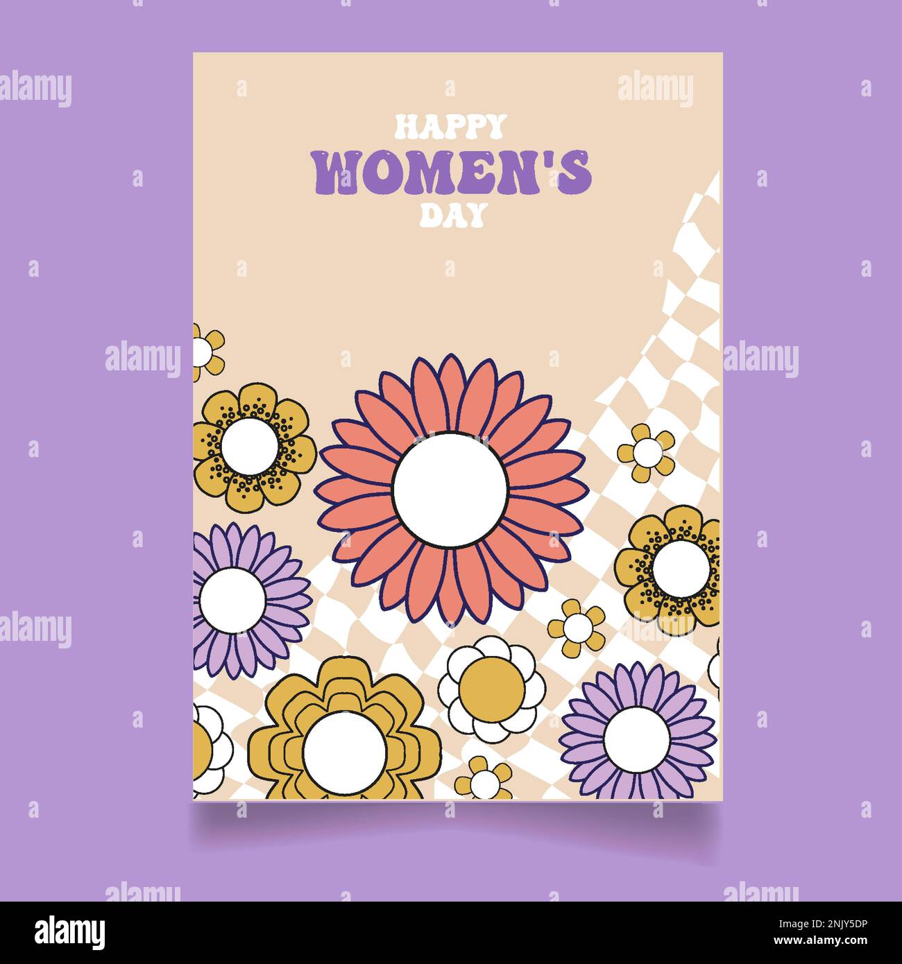 Seventies retro Flower Power background with hippie flowers ...