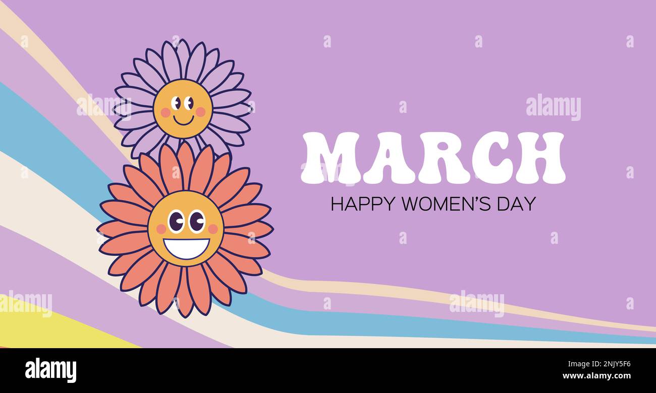 Seventies retro Flower Power background with hippie flowers ...