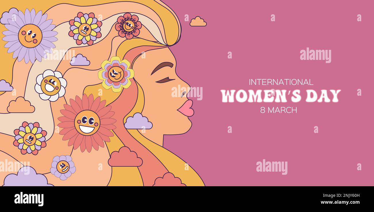 Seventies retro Flower Power background with hippie flowers ...