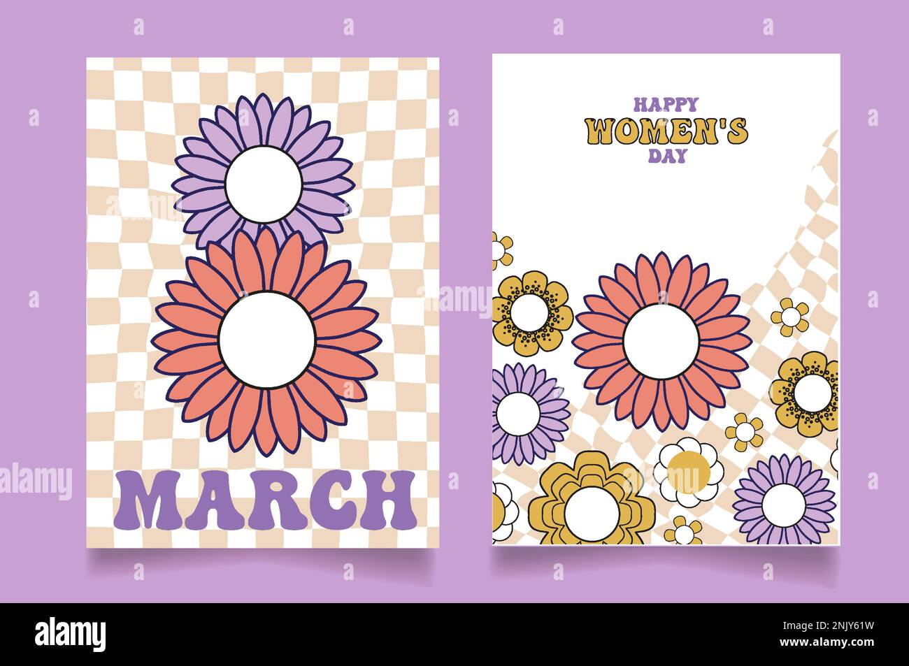 Seventies retro Flower Power background with hippie flowers ...