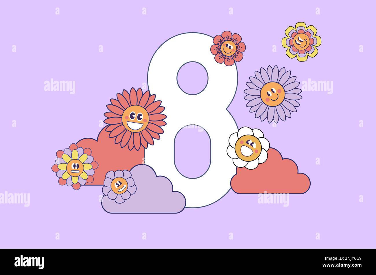 Seventies retro Flower Power background with hippie flowers ...