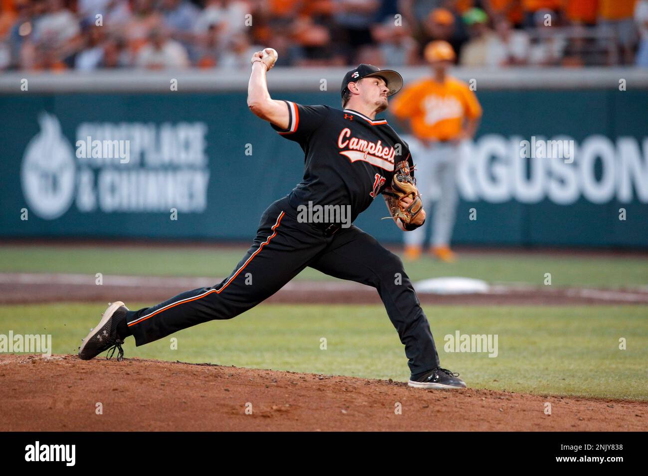 Campbell Camels starting pitcher Cade Kuehler (17) in action against ...