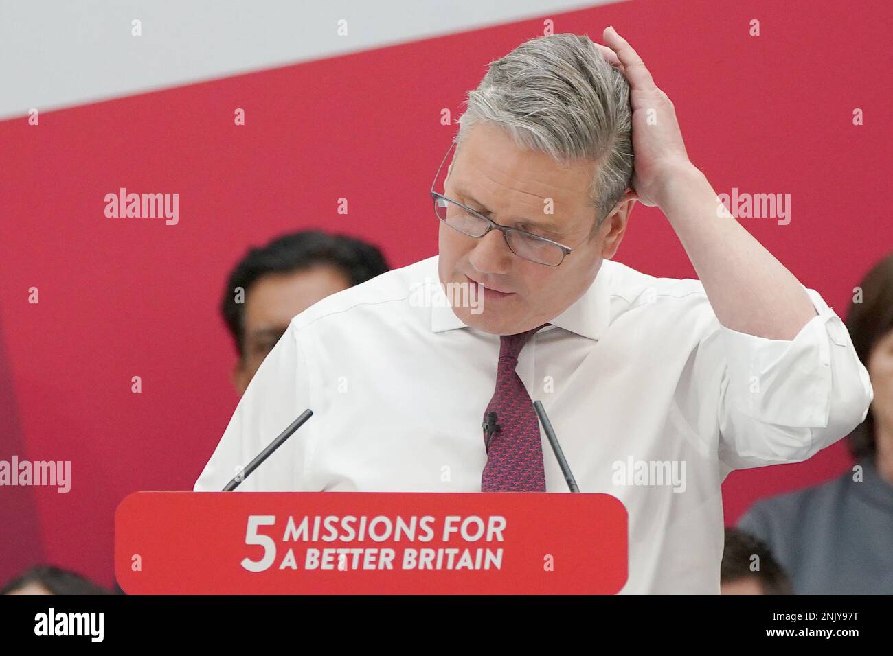 Labour Party leader Sir Keir Starmer delivers a speech at the head ...