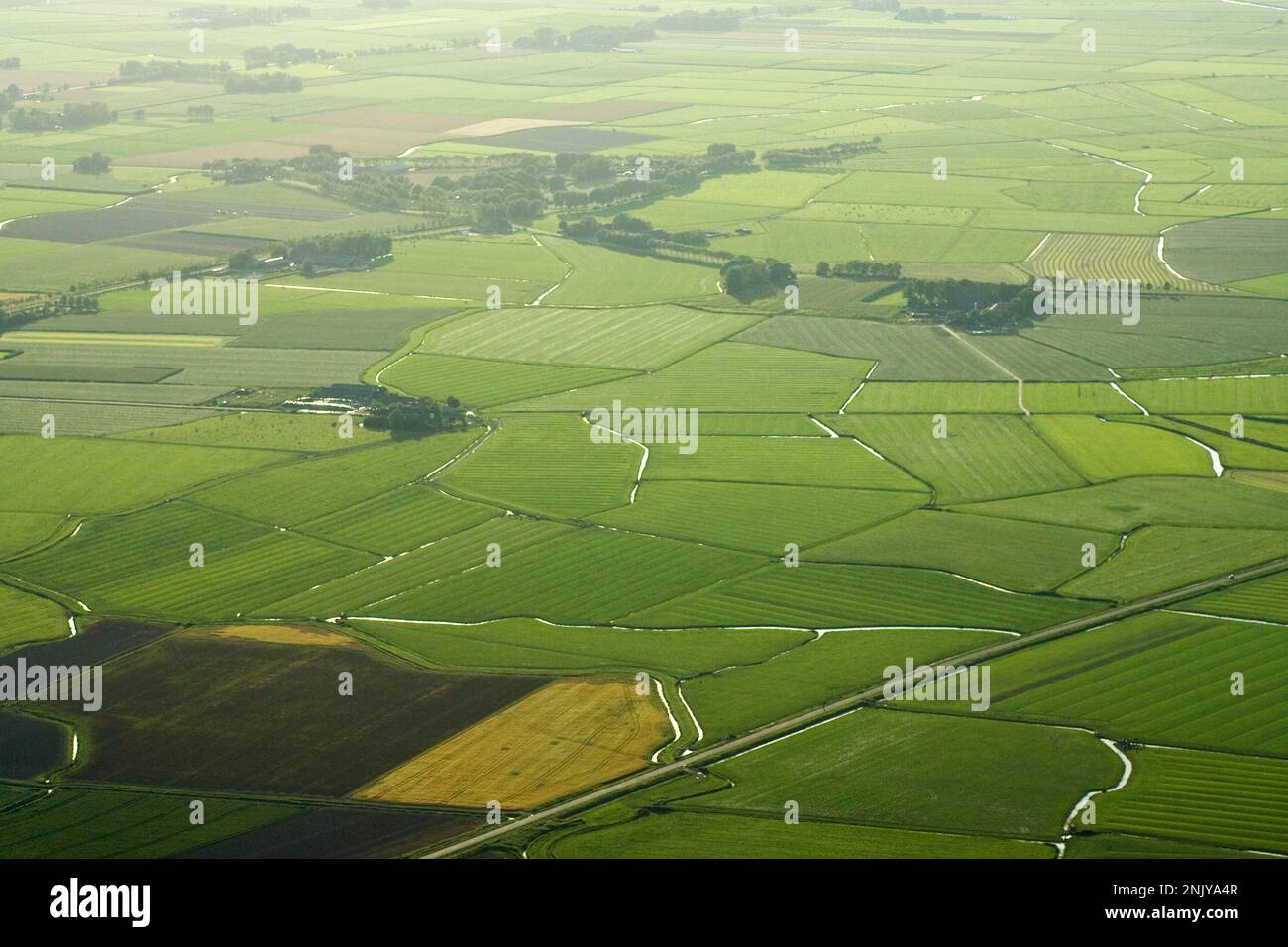 Luchtfoto van boerenland in Friesland; Aerial photo of rural aereas in ...
