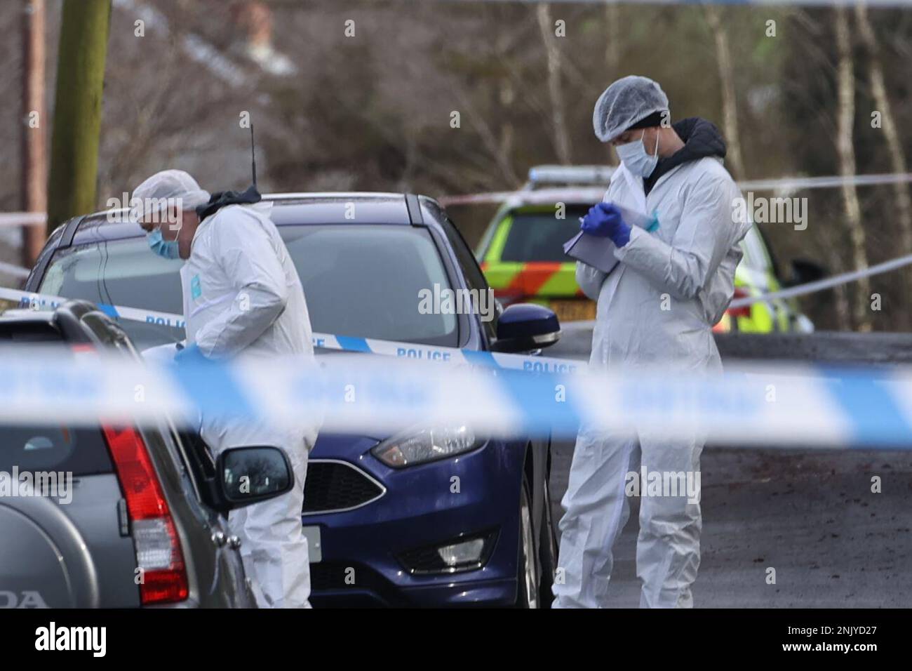 Forensic officers from Police Service of Northern Ireland (PSNI) at the ...