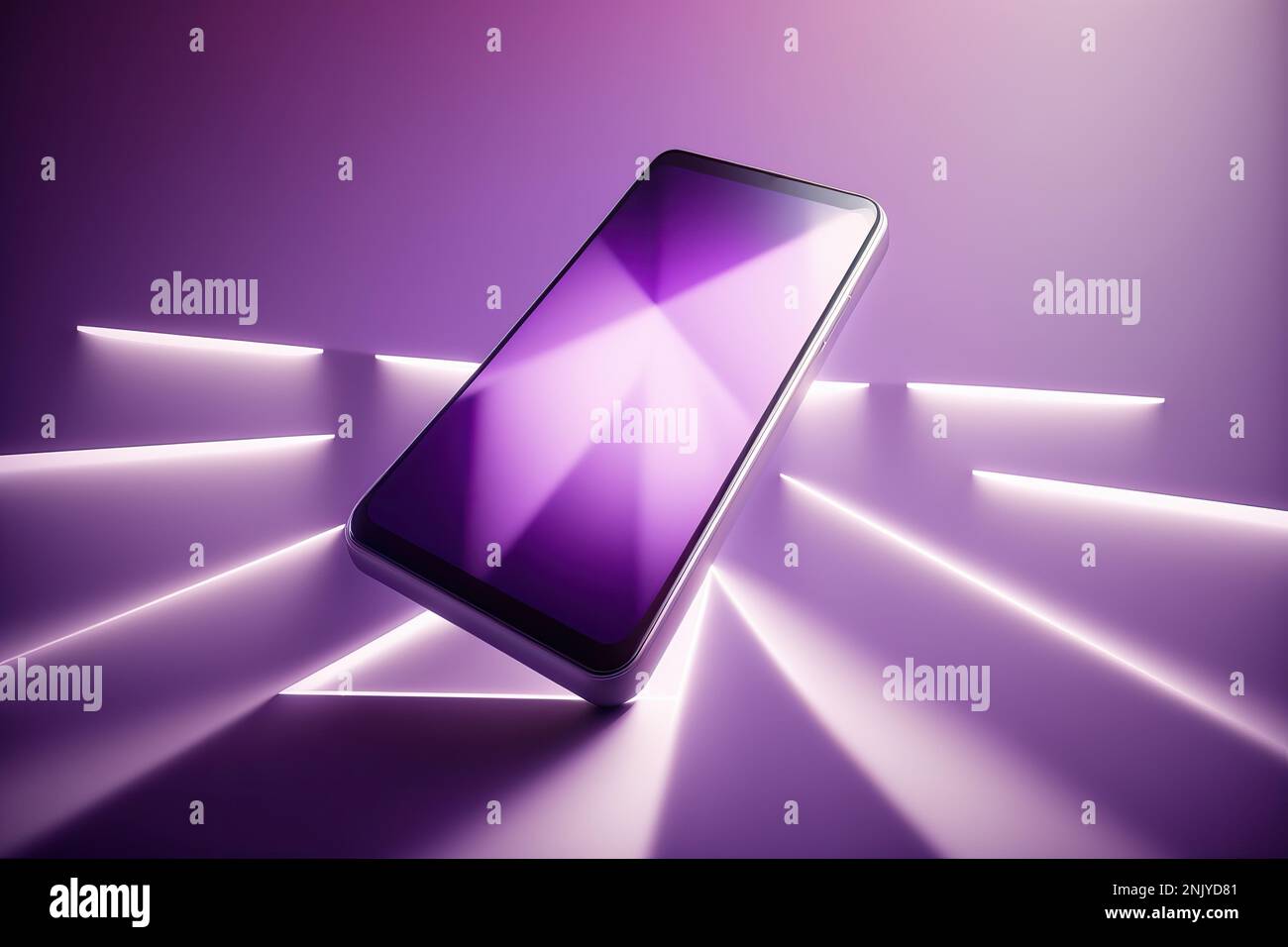 Futuristic model design of smartphone with geometric shapes on screen ...