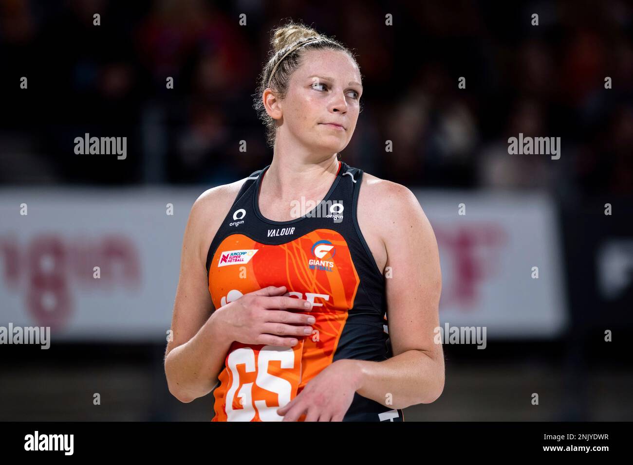 SYDNEY, AUSTRALIA - JUNE 19: Jo Harten of the Giants Netball looks on ...