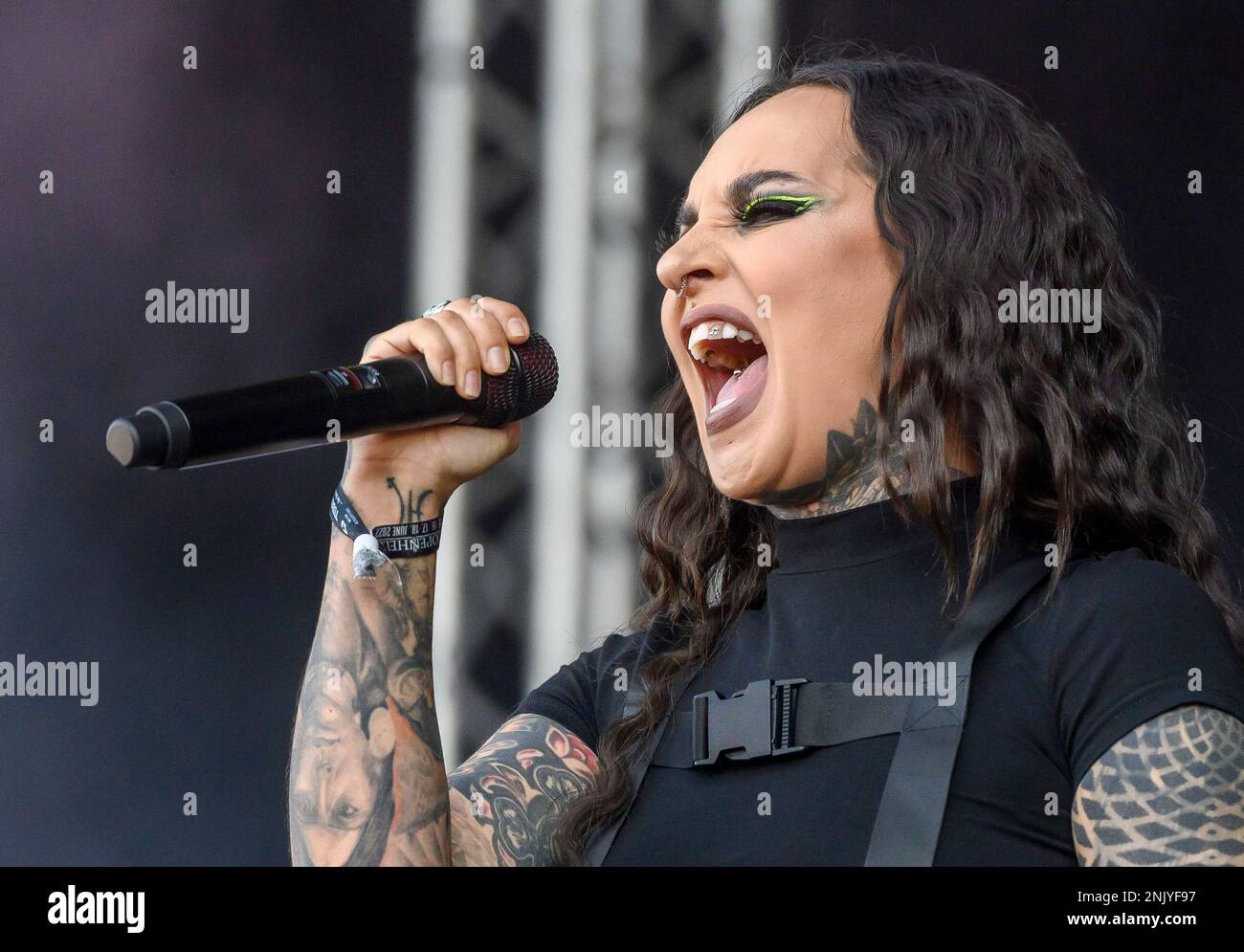 Tatiana Shmailyuk of Ukrainian band Jinjer performs at the rock and metal festival Copenhell on ...