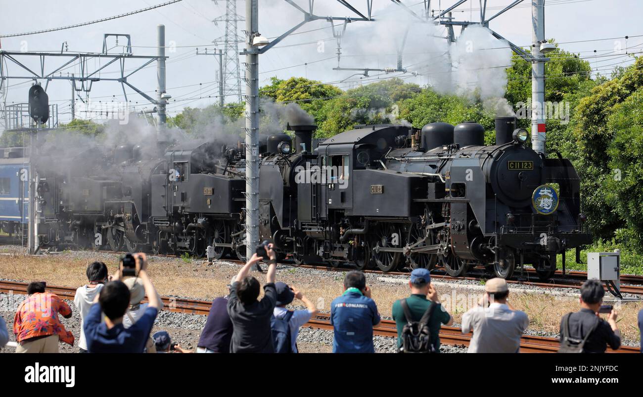 A steam locomotive (SL) train Taiju runs on the Minami-Kurihashi Rail ...