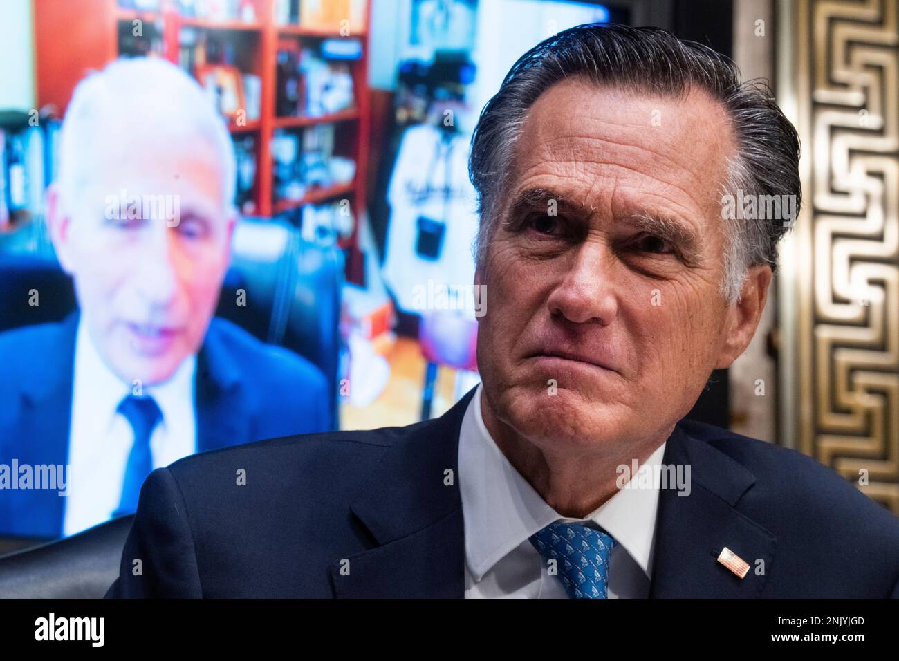 UNITED STATES - JUNE 16: Sen. Mitt Romney, R-Utah, listens to Anthony ...