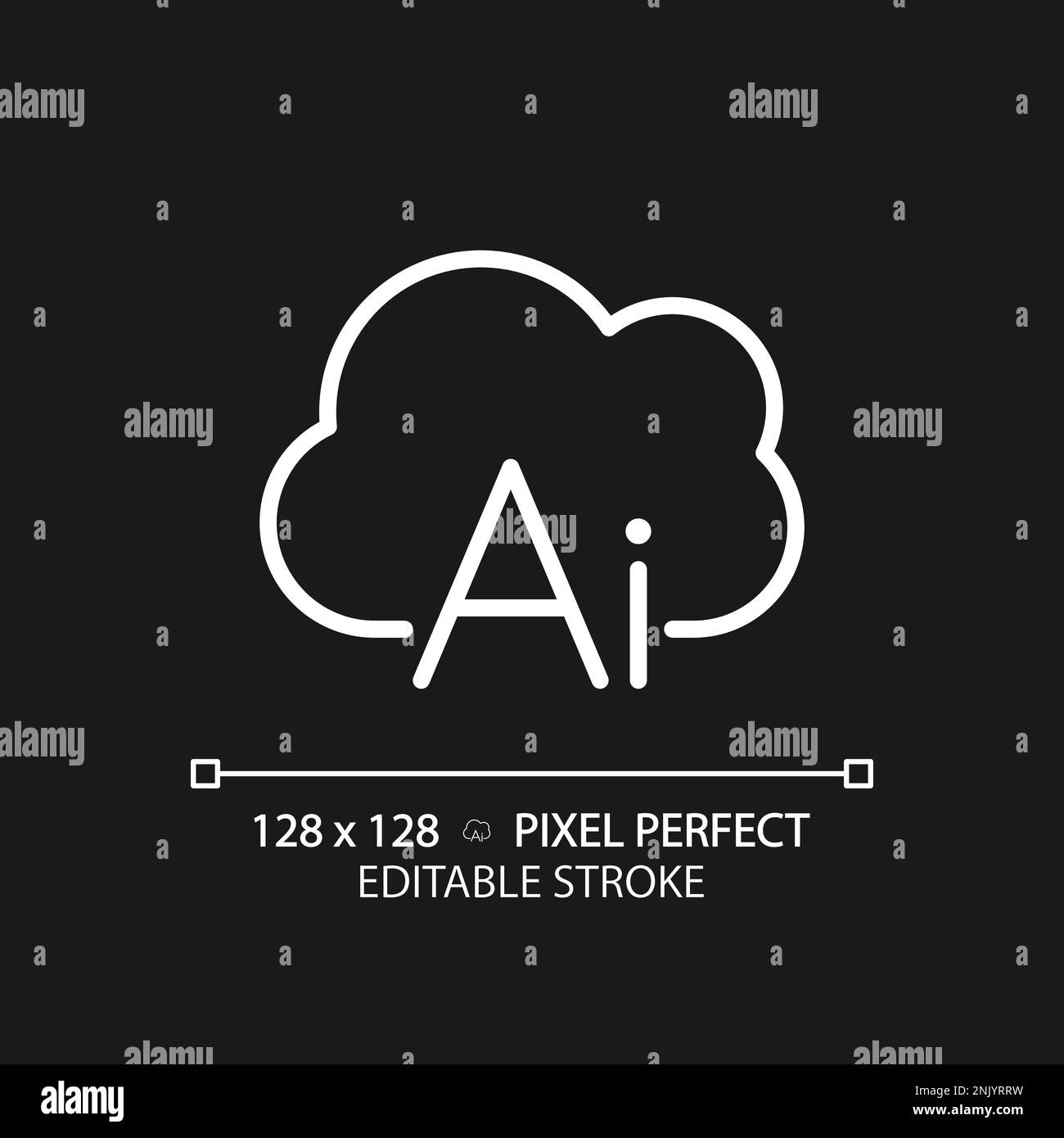 Cloud based AI pixel perfect white linear icon for dark theme Stock ... Cloud based AI pixel perfect white linear icon for dark theme Stock ...