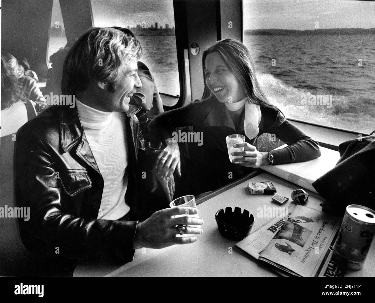 Mike Espinosa and Gail Moore enjoy a cocktail on the ferry to Larkspur ...