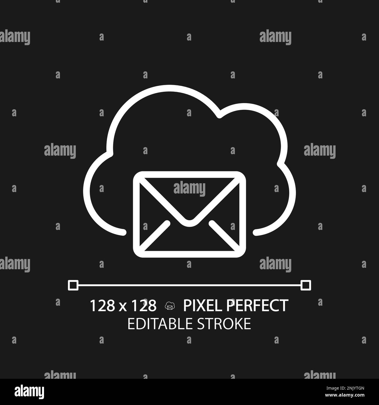 Cloud based email pixel perfect white linear icon for dark theme Stock ... Cloud based email pixel perfect white linear icon for dark theme Stock ...