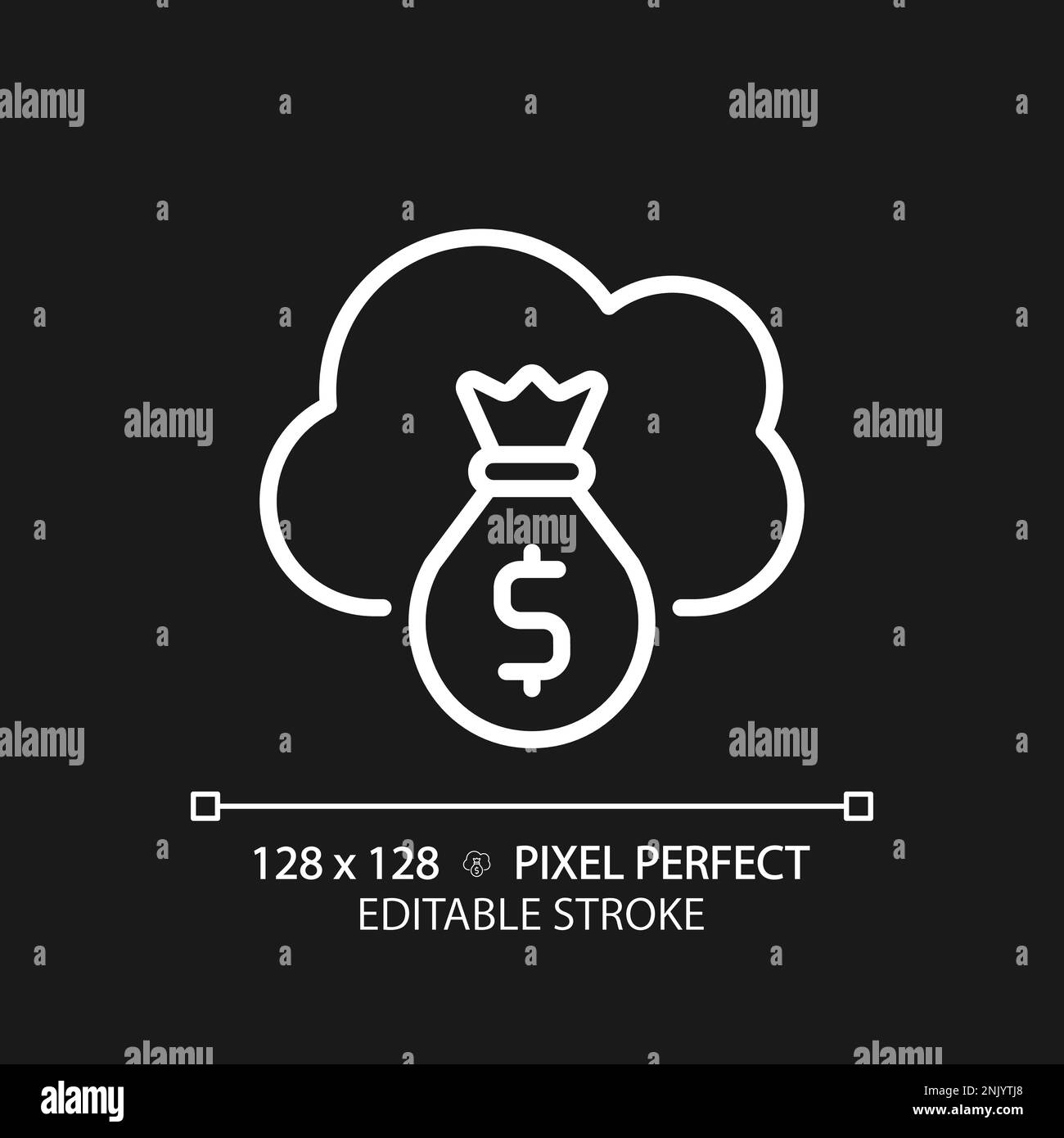 Cloud service cost pixel perfect white linear icon for dark theme Stock ... Cloud service cost pixel perfect white linear icon for dark theme Stock ...