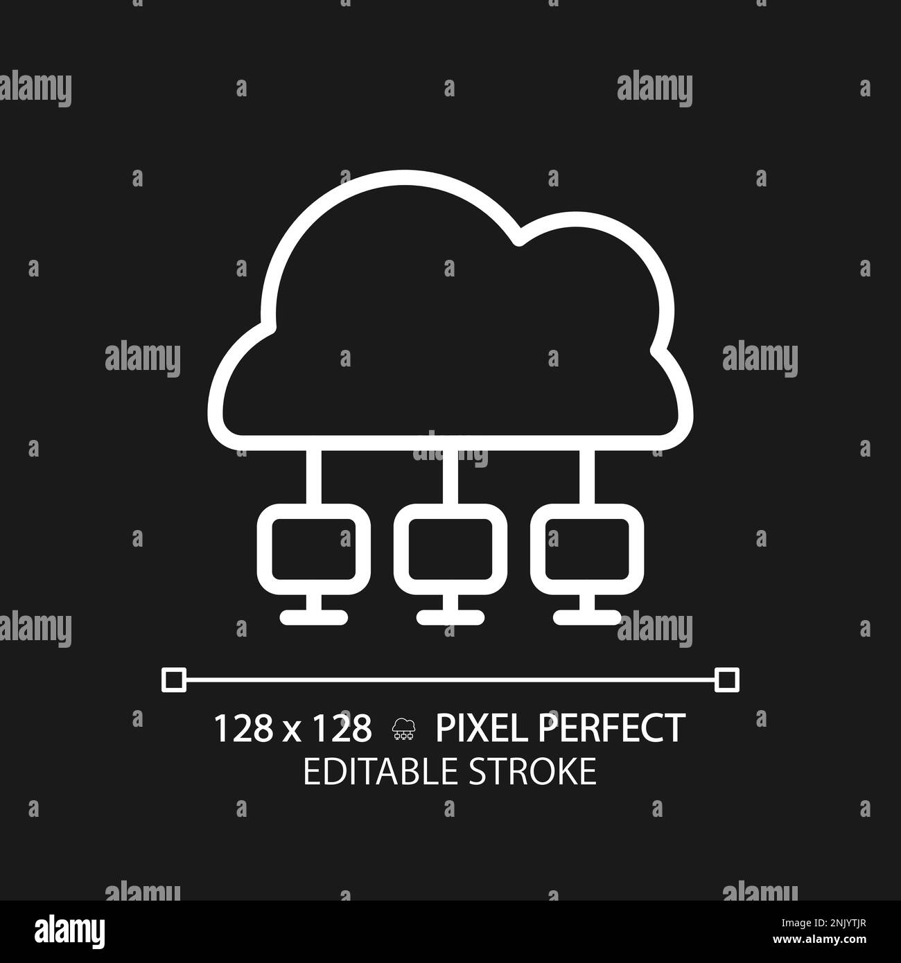 Cloud network pixel perfect white linear icon for dark theme Stock ...