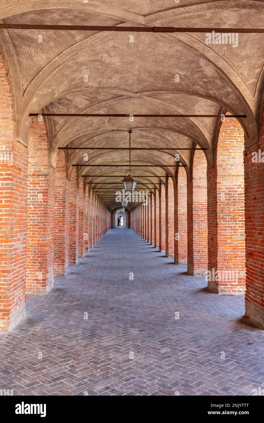 Colonnade of Degli Antichi Gallery (Galleria degli Antichi) witn red ...