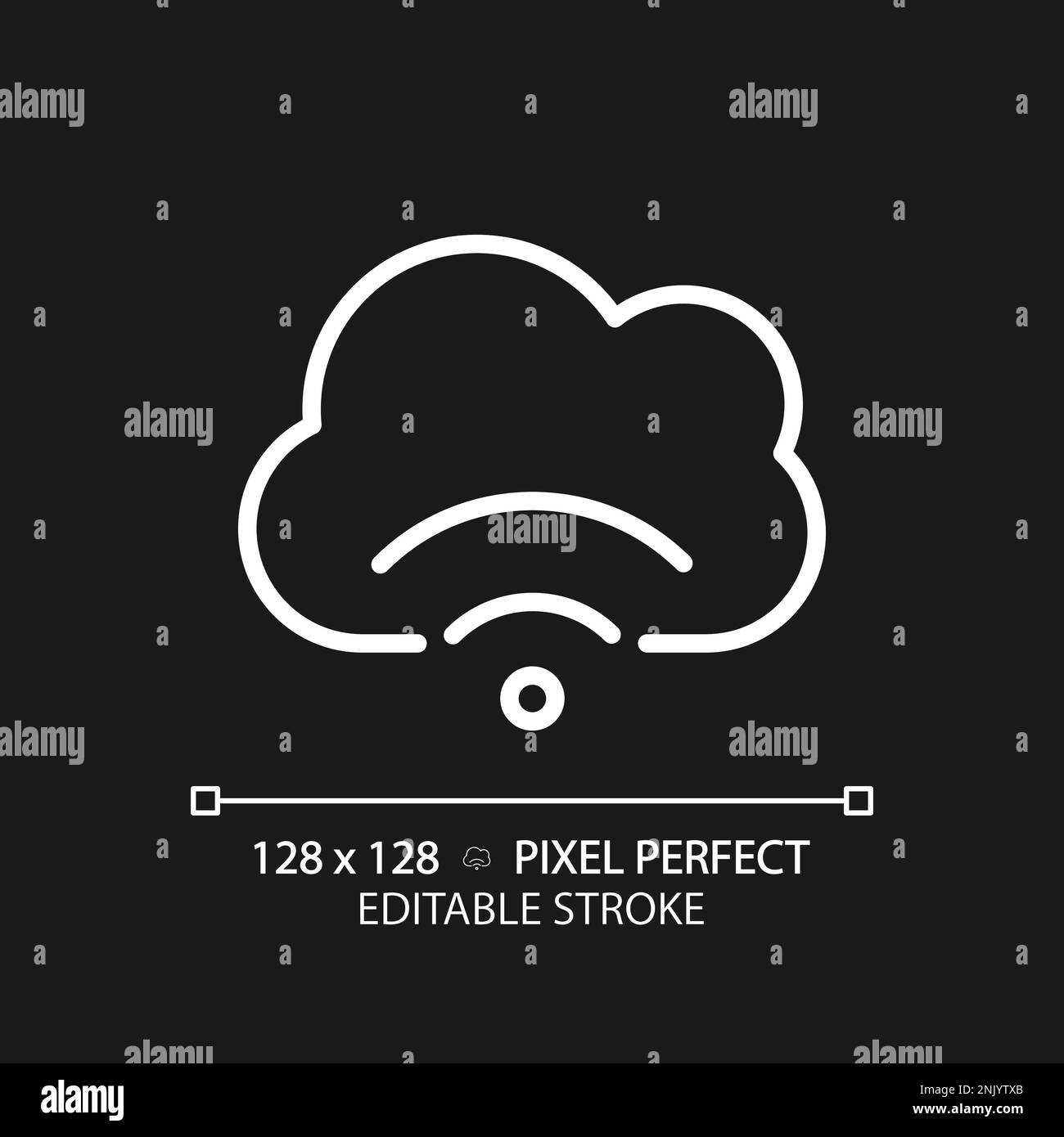 Cloud streaming pixel perfect white linear icon for dark theme Stock ...