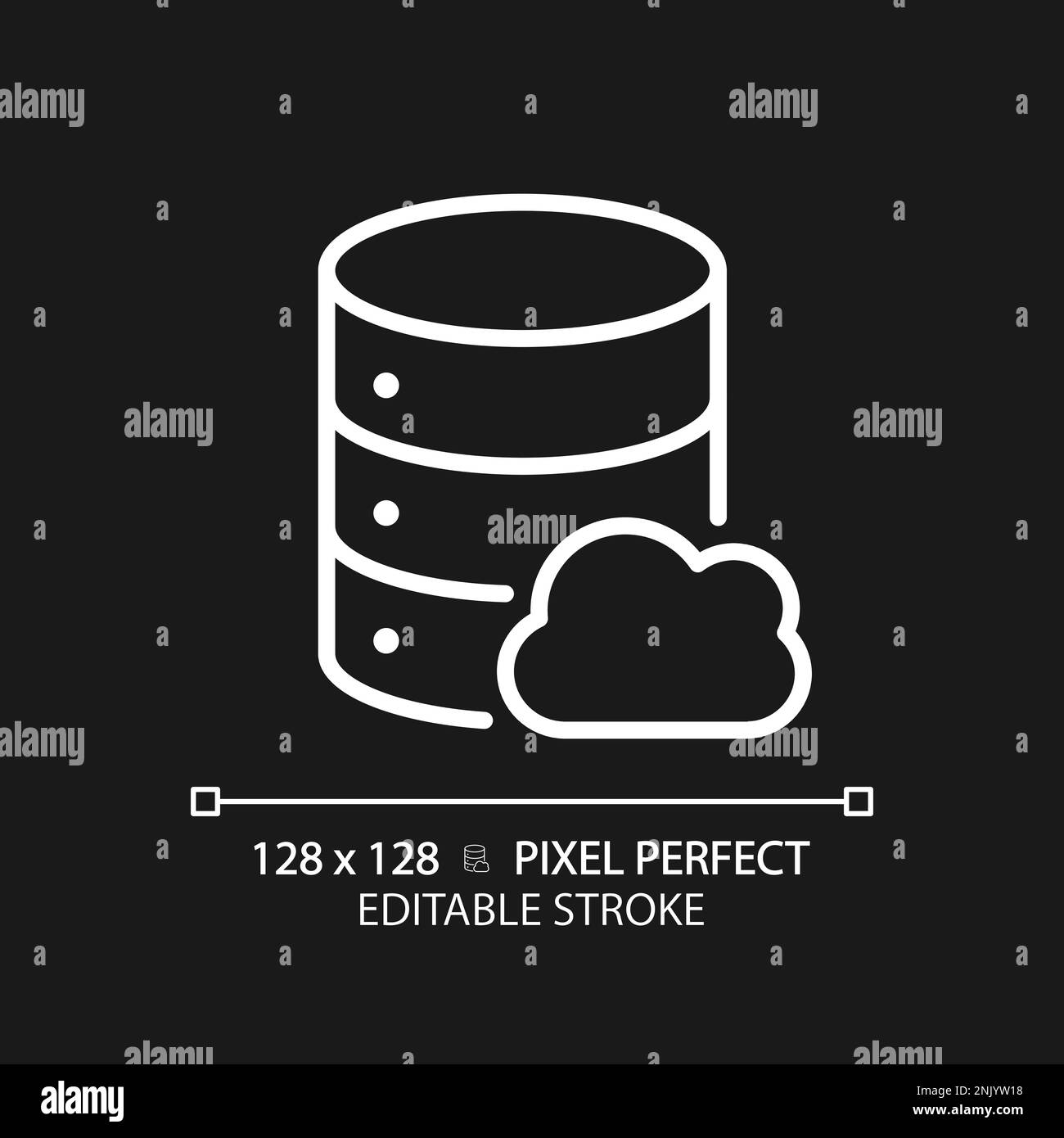 Cloud database pixel perfect white linear icon for dark theme Stock Vector Image & Art - Alamy