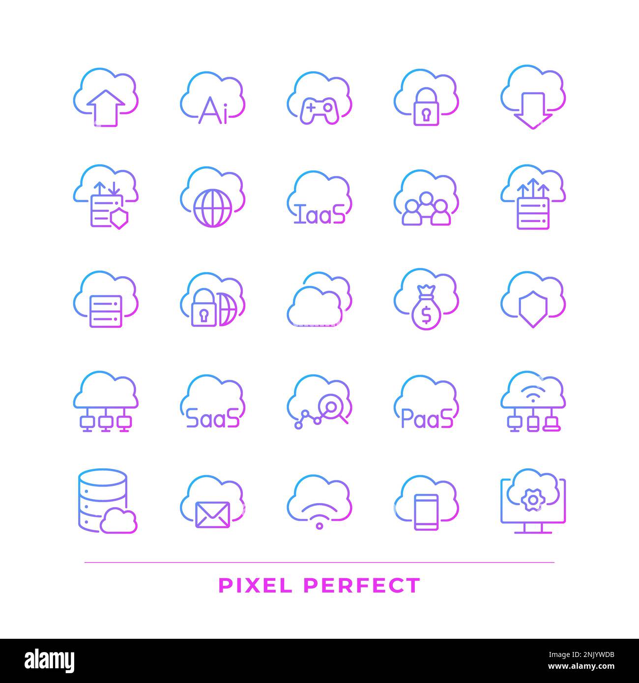 Cloud computing pixel perfect gradient linear vector icons set Stock Vector Image & Art - Alamy