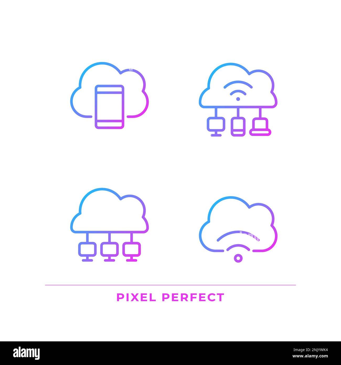 Connect devices to cloud servers pixel perfect gradient linear vector icons set Stock Vector ...