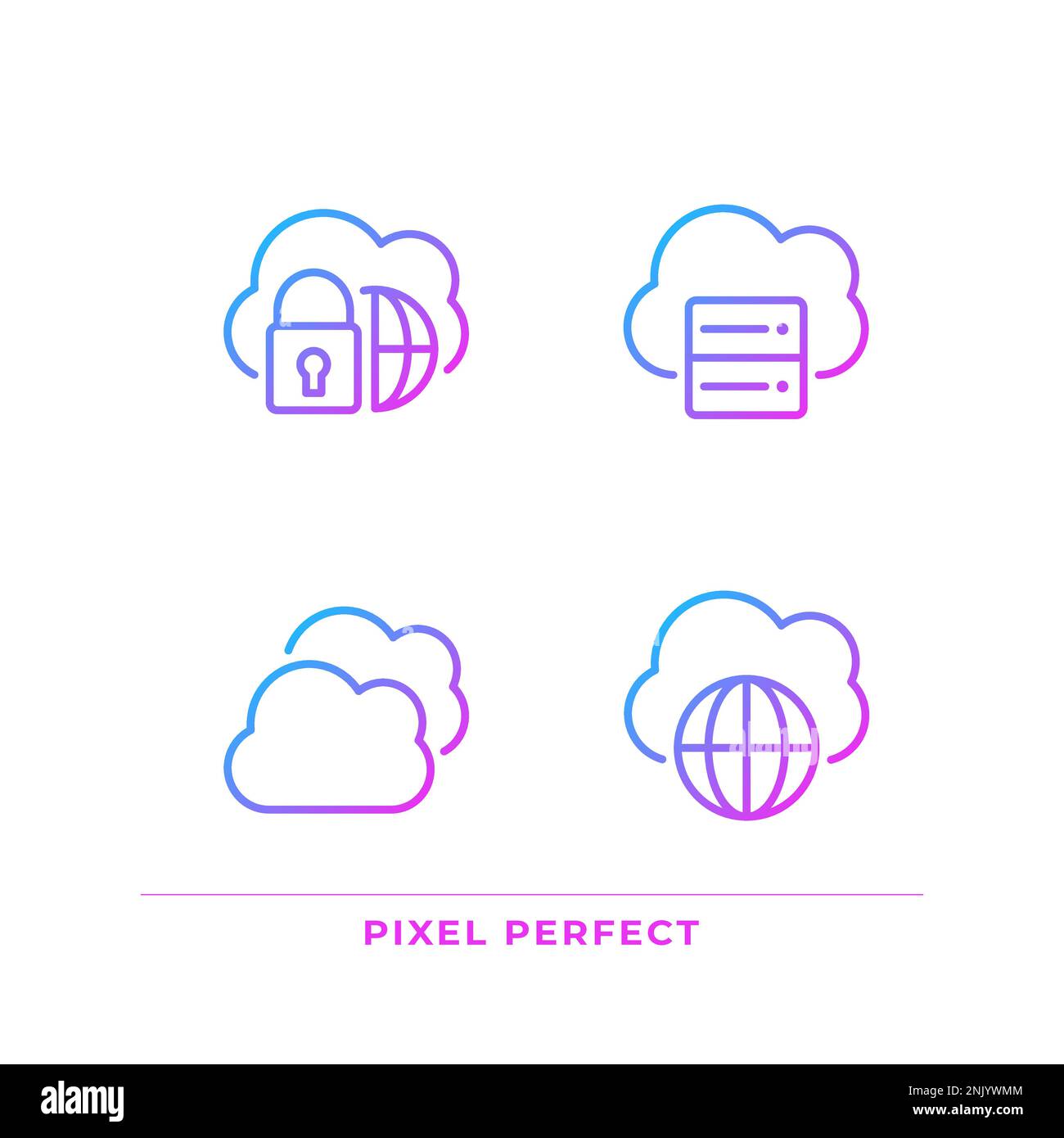 Safe access to cloud storage pixel perfect gradient linear vector icons ...