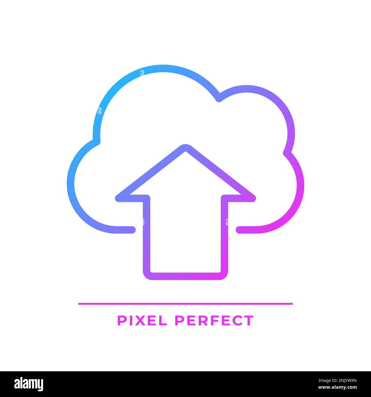 Upload Files On Cloud Based Storage Pixel Perfect Gradient Linear Vector Icon Stock Vector Image