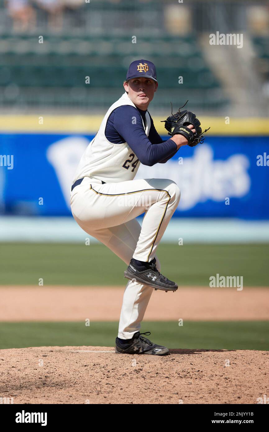 Notre Dame Fighting Irish relief pitcher Jack Findlay (24) in action ...