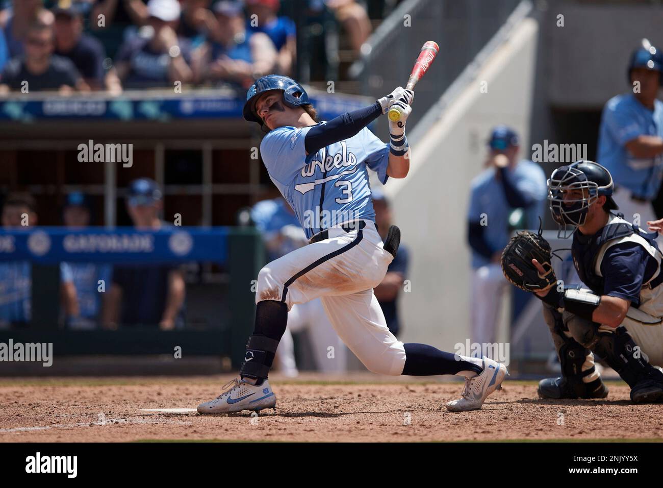 Colby Wilkerson (3) of the North Carolina Tar Heels follows through on ...