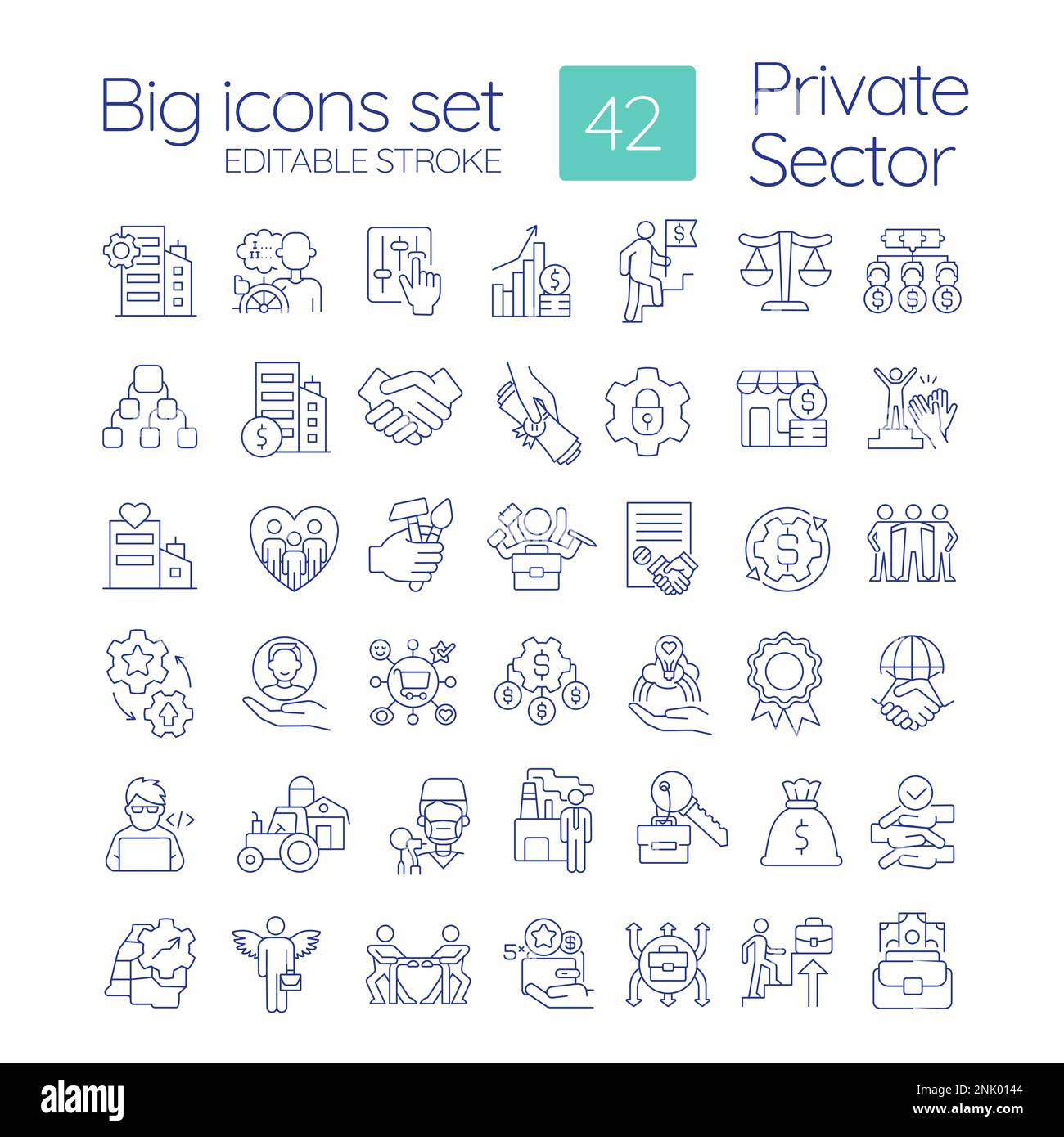 Private sector of economics linear icons set Stock Vector Image & Art ...