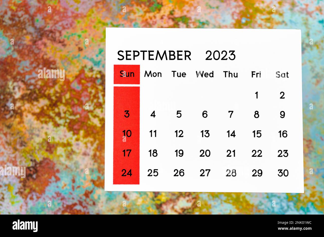 September 2023 Monthly calendar for 2023 year on vintage grunge ...