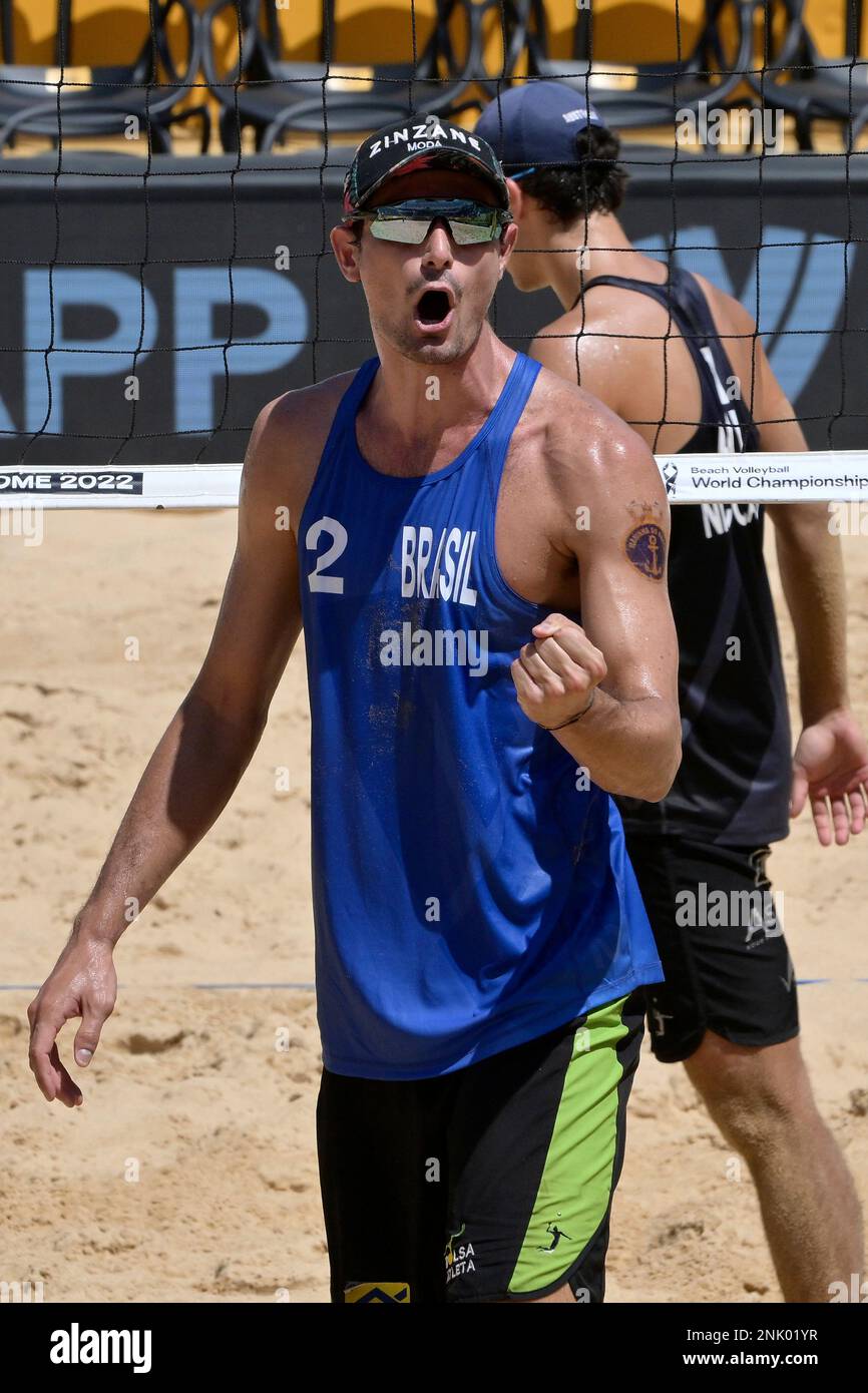 Brazil's Andre George celebrates winning a point against Australia's ...