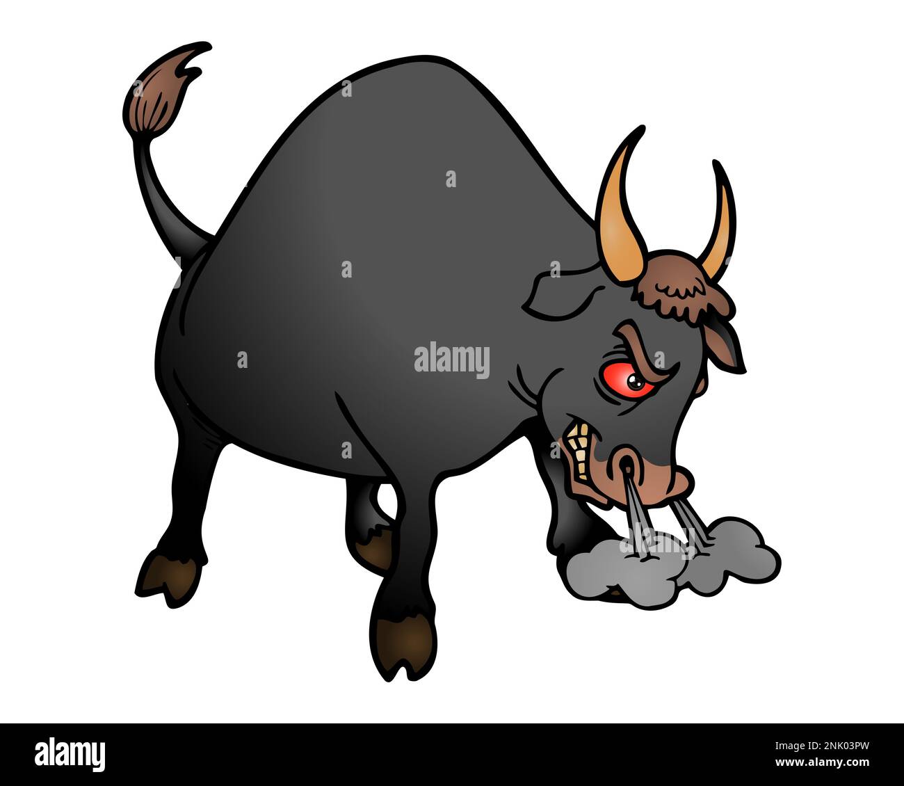 illustration of a raging bull on isolated white background Stock Photo ...