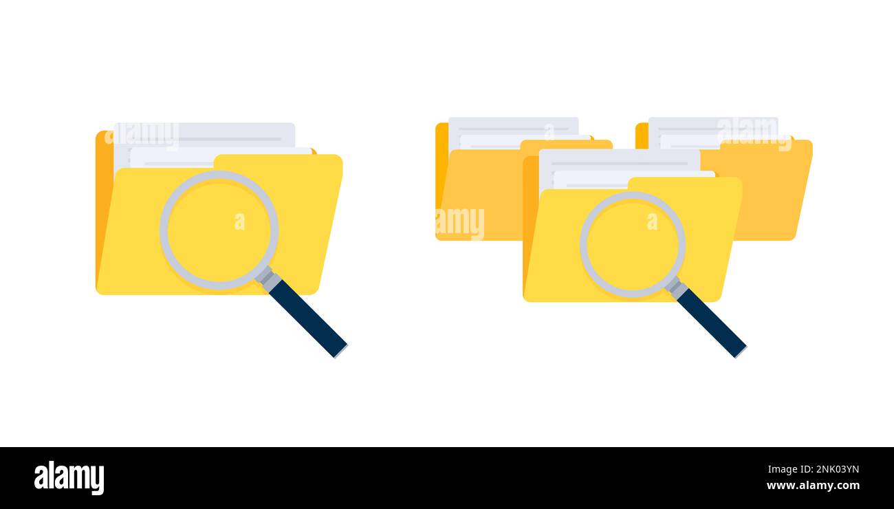 Searching File Magnifying Glass With Searching And Indexing Files File Manager Stock Vector