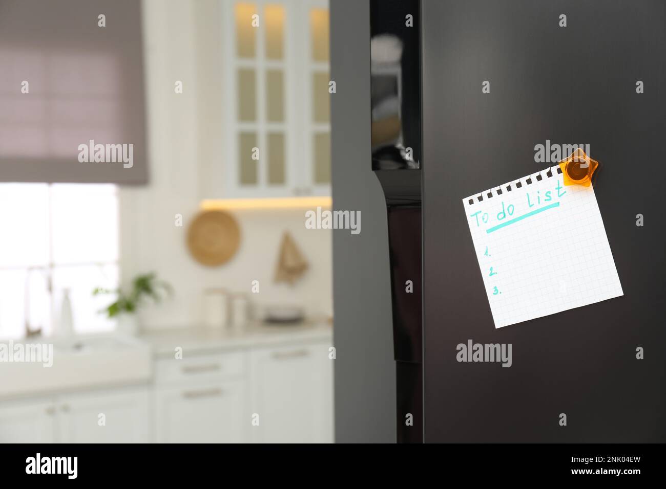Blank To do list on fridge in kitchen. Space for text Stock Photo - Alamy