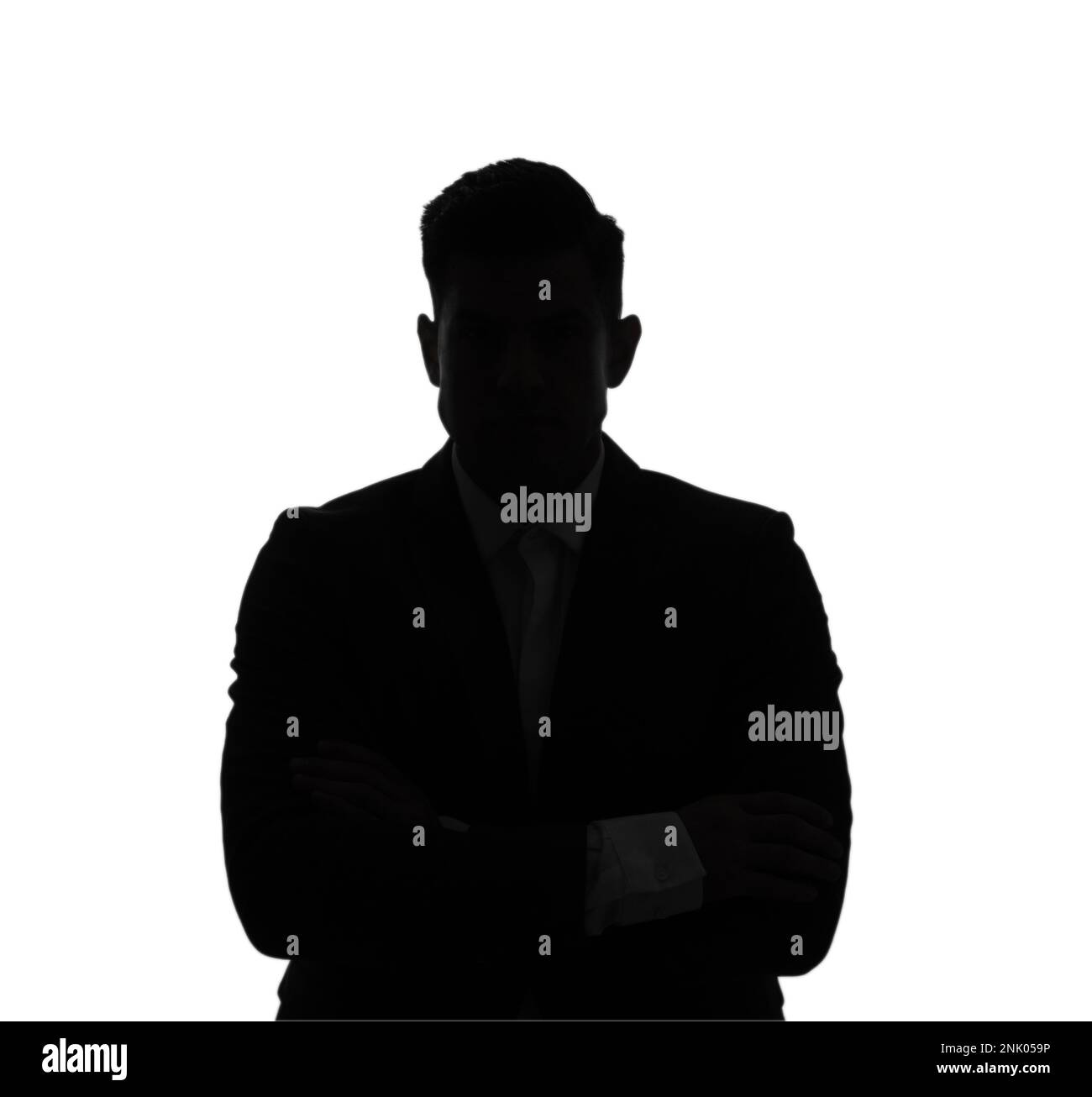 Silhouette of anonymous man on white background Stock Photo - Alamy