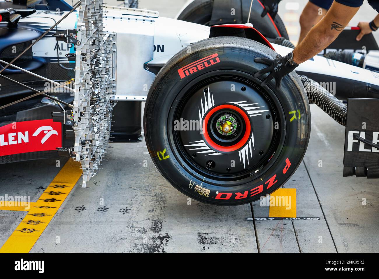 Haas F1 Team VF-23 Ferrari, Mechanical detail of the front wheel rim ...