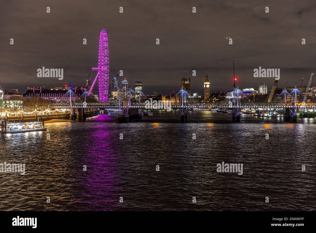 Golden Jubilee and Hungerford Bridges, the London Eye and the River ...