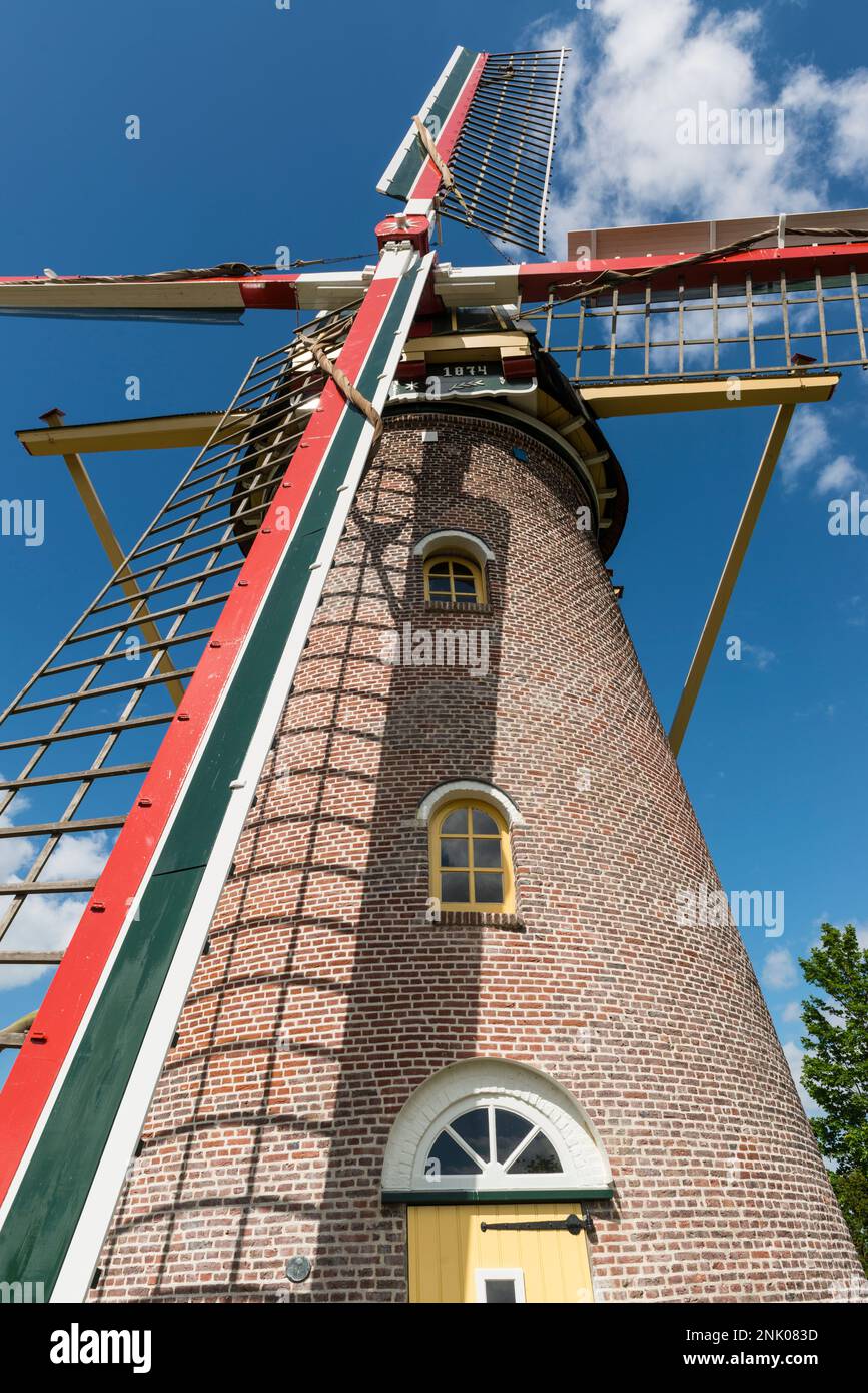 The historic grain mill in the village of Hoedekenskerke, municipality ...