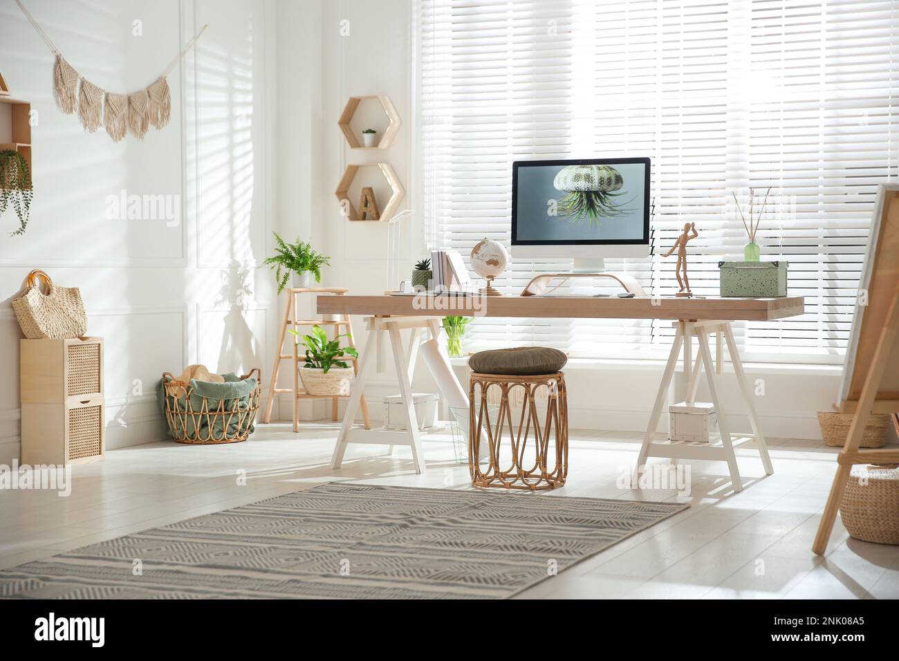 Stylish home office interior with comfortable workplace Stock Photo - Alamy