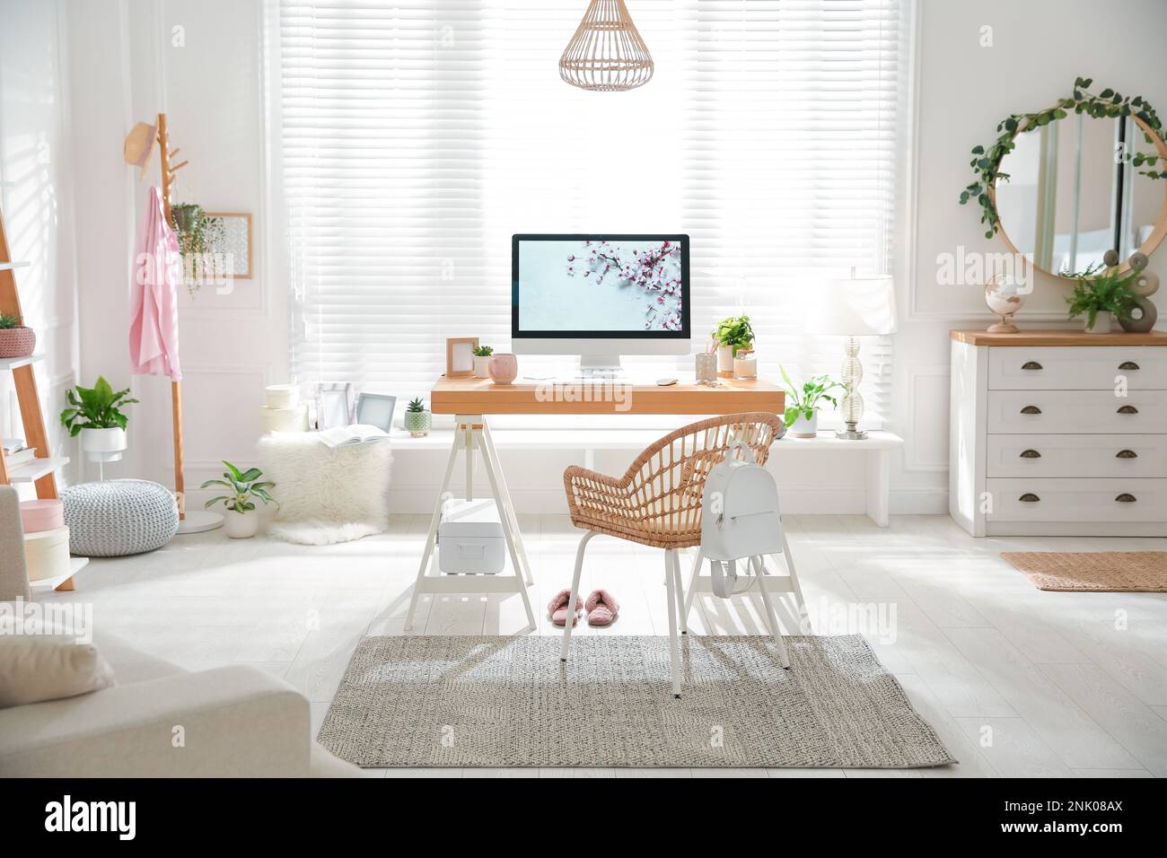 Stylish home office interior with comfortable workplace Stock Photo - Alamy