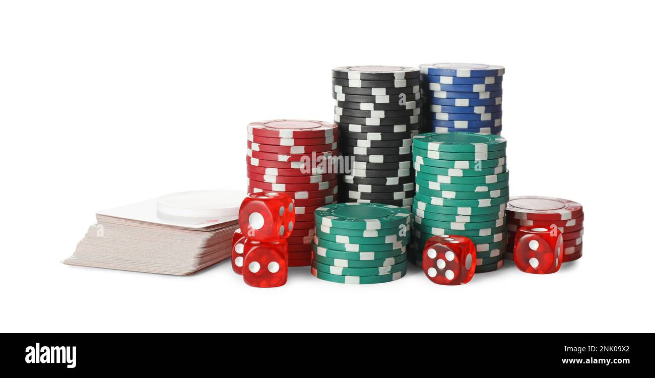 Poker set on white background. Board game Stock Photo - Alamy