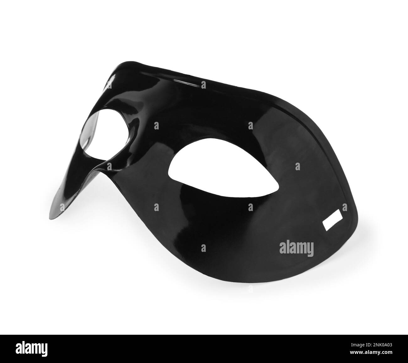Black plastic theatre mask isolated on white Stock Photo - Alamy