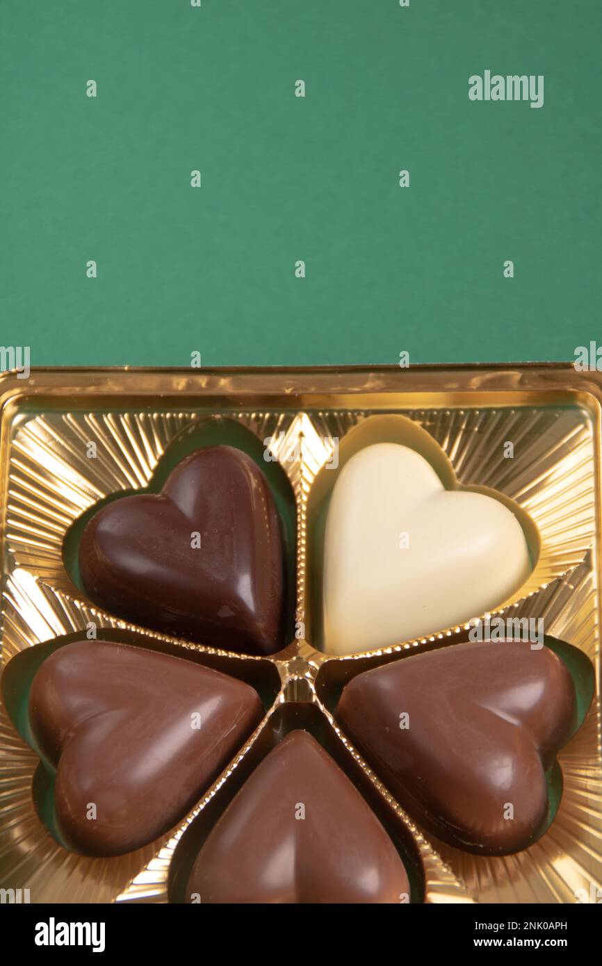 photo candies of different chocolates are in a special close-up box ...