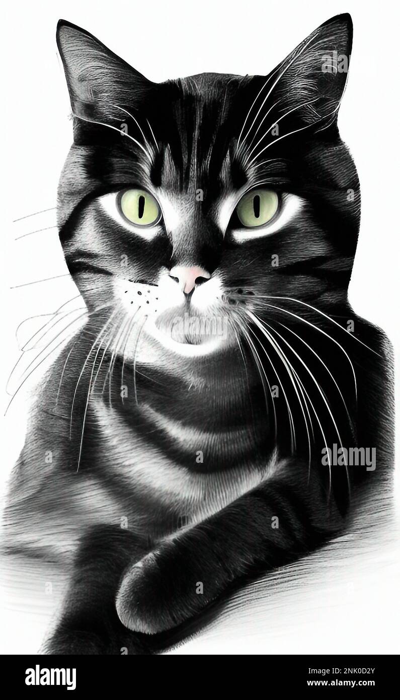 Cat drawing Cut Out Stock Images & Pictures - Alamy