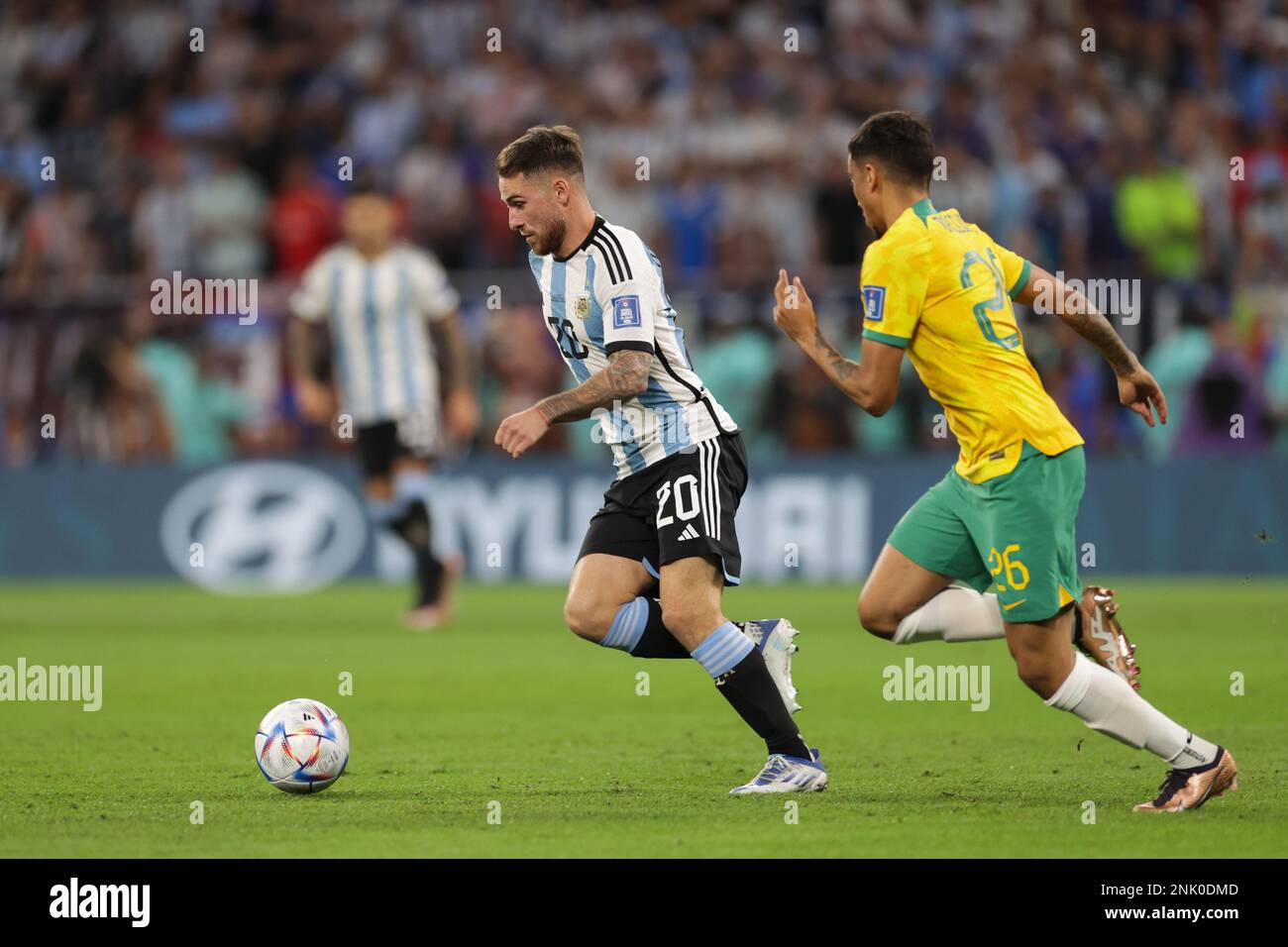 Ahmad Bin Ali Stadium, Qatar. 03rd Dec, 2022. Alexis Mac Allister of Argentina (L) in action ...