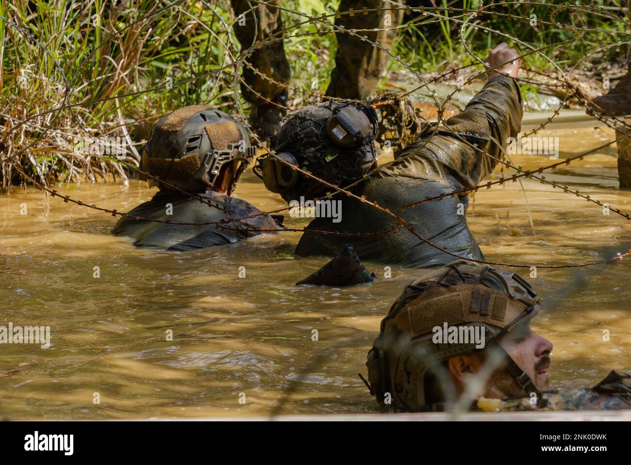 U.S. Marines with 3d Marine Division bypass obstacles during Jungle ...