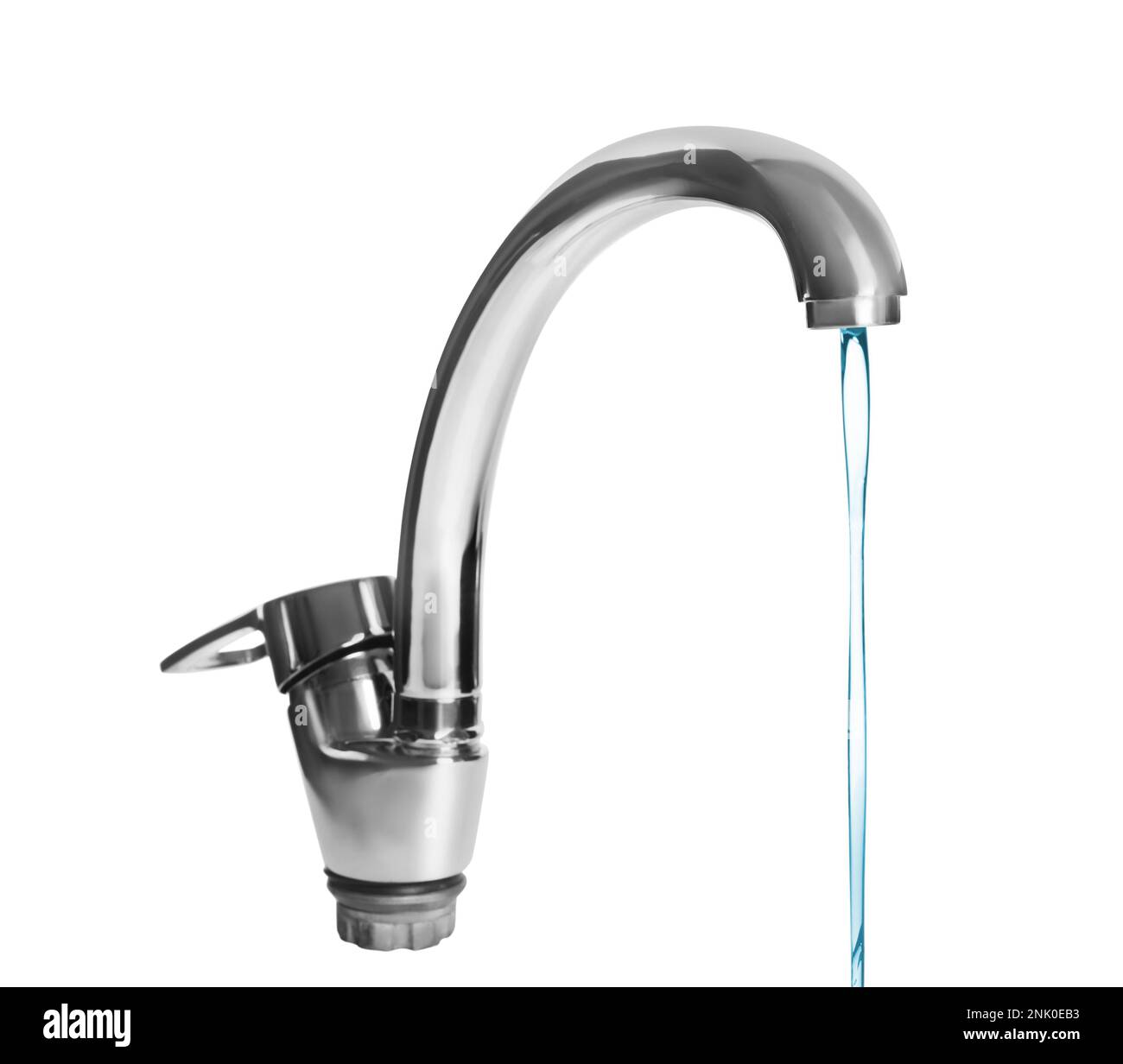 Water stream flowing from tap on white background Stock Photo - Alamy