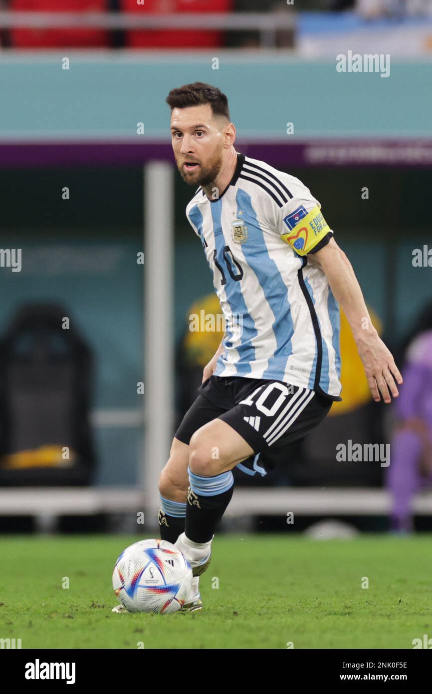 Lionel Messi of Argentina seen in action during the FIFA World Cup ...