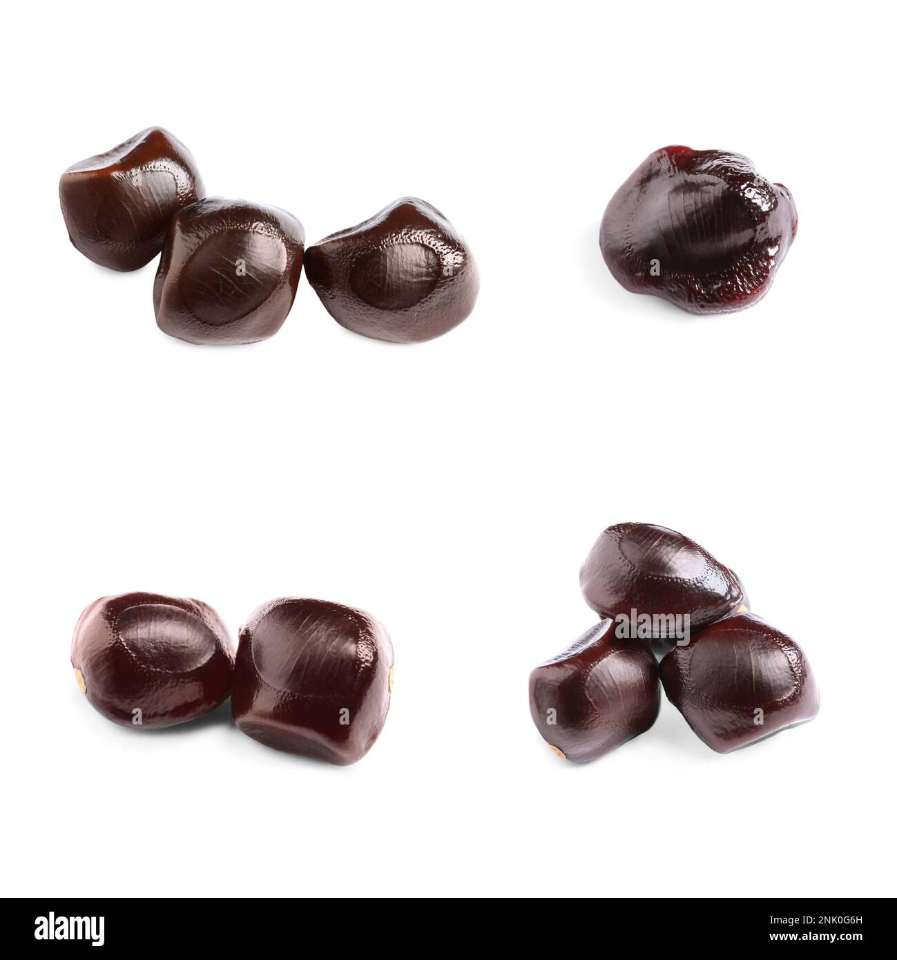 Set with brown tamarind seeds on white background Stock Photo - Alamy